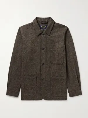 Portuguese Flannel Labura Herringbone Virgin Wool Jacket - Brown