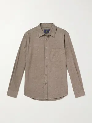 Portuguese Flannel Espiga Herringbone Cotton Shirt - Brown
