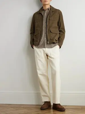 Portuguese Flannel Espiga Herringbone Cotton Shirt - Brown