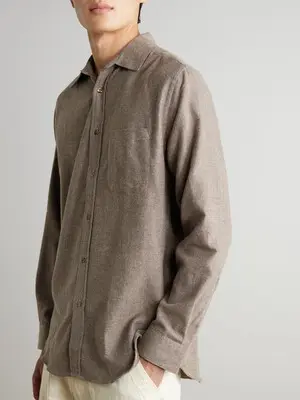 Portuguese Flannel Espiga Herringbone Cotton Shirt - Brown