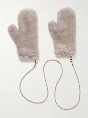 Max Mara Leather-Trimmed Alpaca-Blend Mittens Neutrals