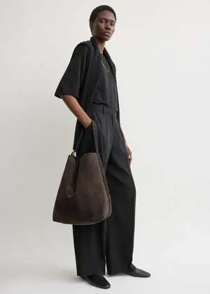 TOTEME Belted Suede Tote - Brown