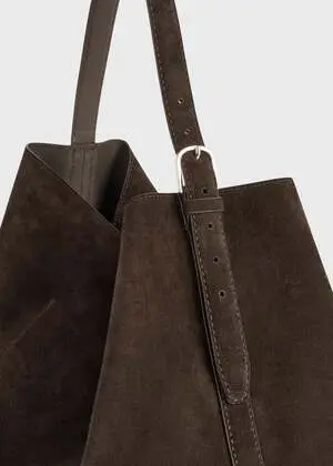 TOTEME Belted Suede Tote - Brown