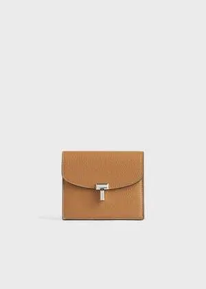 TOTEME T-lock Grained-leather Cardholder - Tan