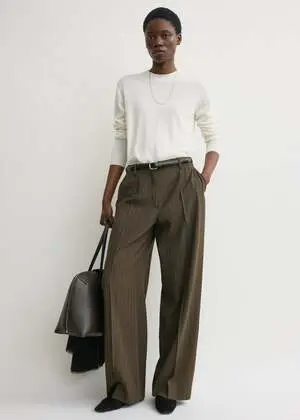 TOTÊME Wide Pinstriped Trousers - Pepper