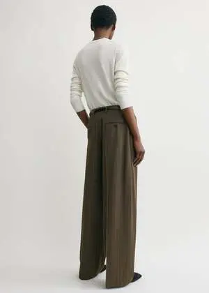 TOTÊME Wide Pinstriped Trousers - Pepper