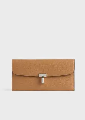 TOTEME T-lock Grained-leather Wallet Tan Brown