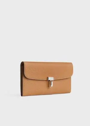 TOTEME T-lock Grained-leather Wallet - Brown