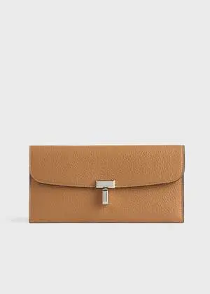 TOTEME T-lock Grained-leather Wallet - Tan
