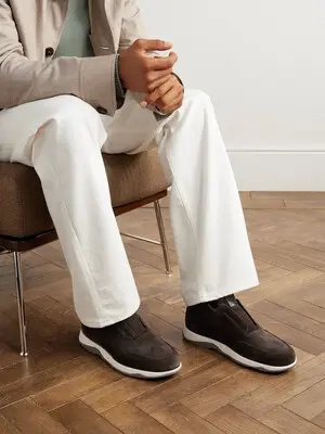 Berluti Echappée Suede Slip-on Sneakers