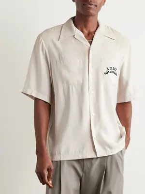 Amiri Convertible-collar Logo-flocked Modal-blend Shirt