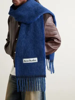 Acne Studios Vally Fringed Knitted Scarf