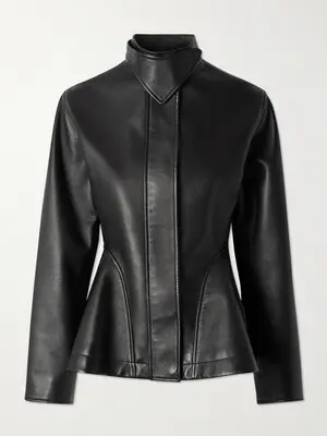 Alaïa Leather Peplum Jacket - Black