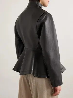 Alaïa Leather Peplum Jacket - Black