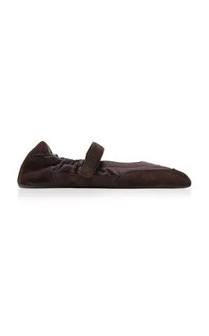 Prada Collapse Re-nylon And Suede Ballerina Flats - Brown
