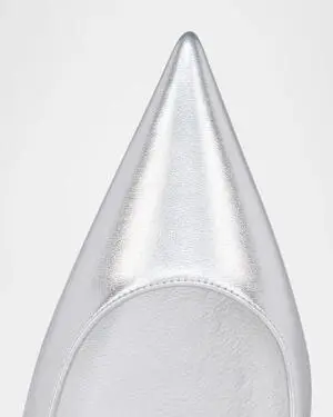 CHRISTIAN LOUBOUTIN 100mm Miss Z Metallic Leather Pumps - Silver
