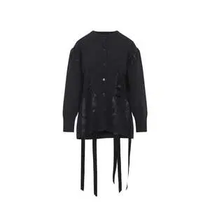 Simone Rocha Sculpted Ribbon Corset Merino Wool Cardigan