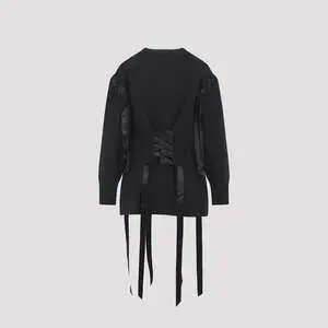 Simone Rocha Sculpted Ribbon Corset Merino Wool Cardigan