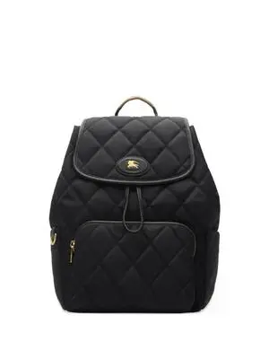 Burberry Horseshoe Quilted Leather-trimmed Backpack - Black