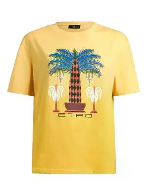 Etro Palm-tree Print T-shirt - Yellow