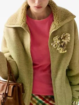 Miu Miu Zip-up Shearling Jacket - Neutrals