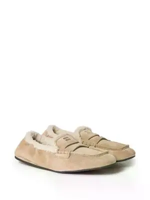 Miu Miu Suede Loafers With Shearling Trim