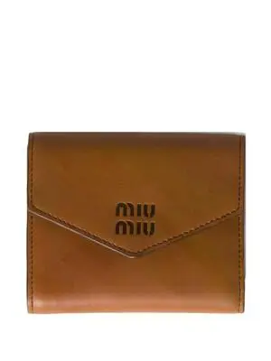 Miu Miu Debossed-logo Leather Wallet - Brown