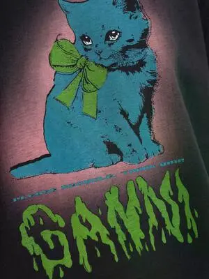 GANNI Cat-bow T-shirt - Grey