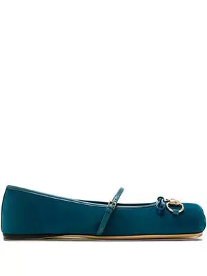 Gucci Horsebit Bow Ballet Flats - Blue