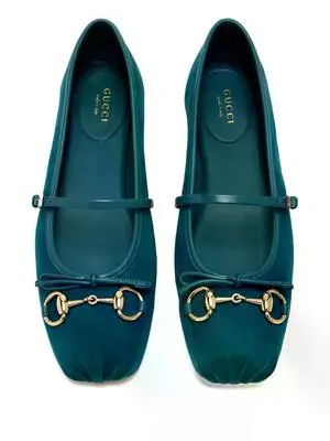 Gucci Horsebit Bow Ballet Flats - Blue