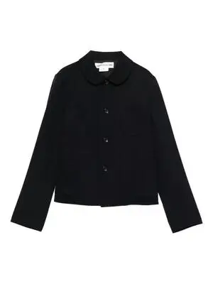 Comme Des Garçons Peter-pan Collar Cardigan With Patch Pockets - Black