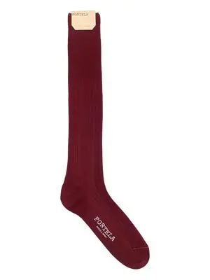 FORTELA Ribbed Cotton-blend Socks - Red