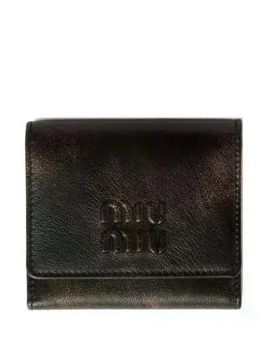 Miu Miu Small Logo-embossed Leather Wallet - Brown