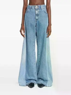 E.L.V. DENIM Panelled Wide-leg Jeans