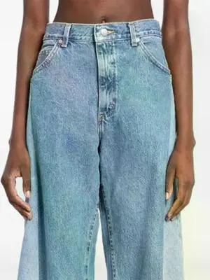 E.L.V. DENIM Panelled Wide-leg Jeans