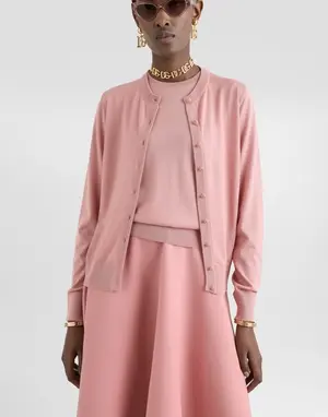 Dolce & Gabbana Wool Cardigan With Dg Logo Embroidery - Pink