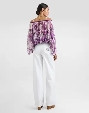 Dolce & Gabbana Majolica-print Silk Chiffon Top - Multicolor