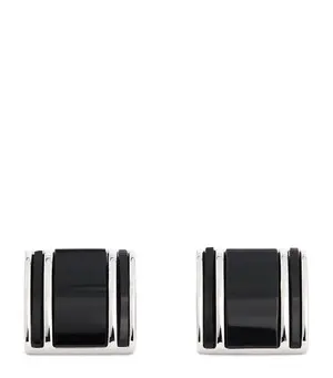 Tateossian White Bronze-plated Square Onyx Cufflinks - Black
