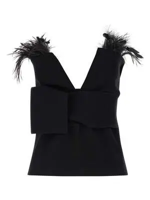 Alberta Ferretti Alberta Ferretti Feather Top - Black