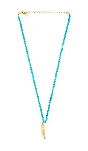 BRACHA Raya Fish Charm Necklace - Gold Turquoise