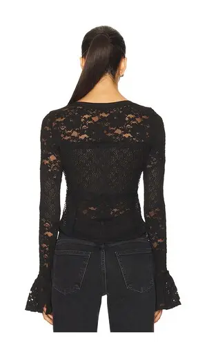 Free People Lace Layering Long Sleeve Top - Black