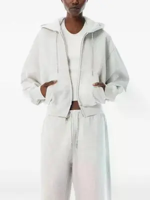 Alexander Wang Rhinestone-embellished Zip-up Hoodie - Grey