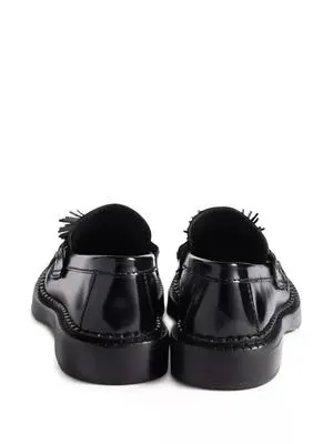 Miu Miu Polished Leather Tassel Loafers - Black