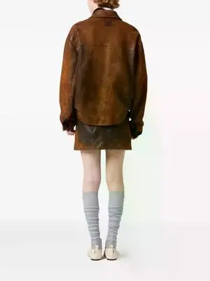 Miu Miu Waxed Suede Leather Mini Skirt