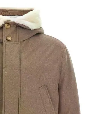 Brunello Cucinelli Quilted Coat With Shearling Detail
