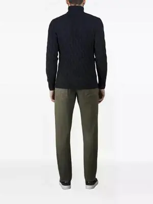 MOORER Cable-knit Turtleneck Sweater - Blue