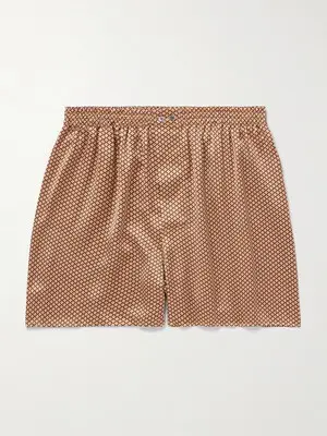 Zimmerli Printed Silk-satin Boxer Shorts - Gold