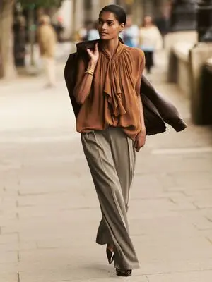 REISS Wide-leg Pleated Trousers - Neutral