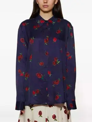 Khaite Rose-print Button-down Shirt