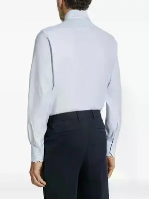 Zegna Micro-checked Cotton Shirt - Blue